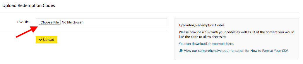 Upload Redemption Codes – Zype